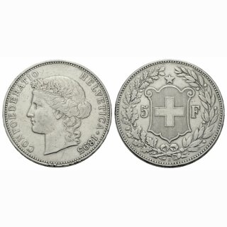 Schweiz 5 Franken 1895 B Frauenkopf