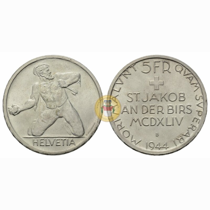Schweiz 5 Franken 1944 B St. Jakob