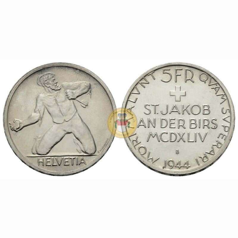 Schweiz 5 Franken 1944 B St. Jakob