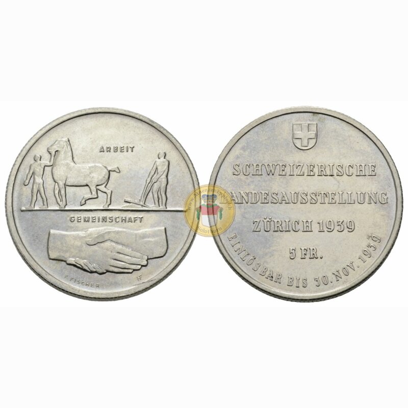 Schweiz 5 Franken 1939 Landesausstellung