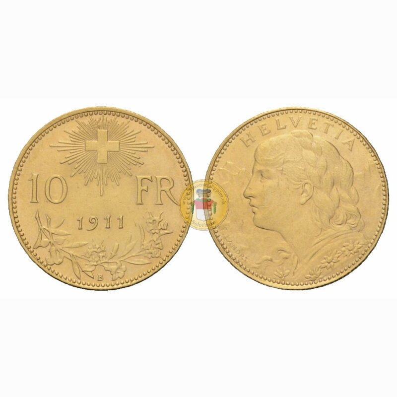 Schweiz 10 Franken 1911 B Vreneli