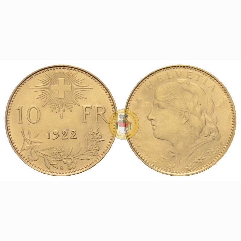 Schweiz 10 Franken 1922 B Goldvreneli