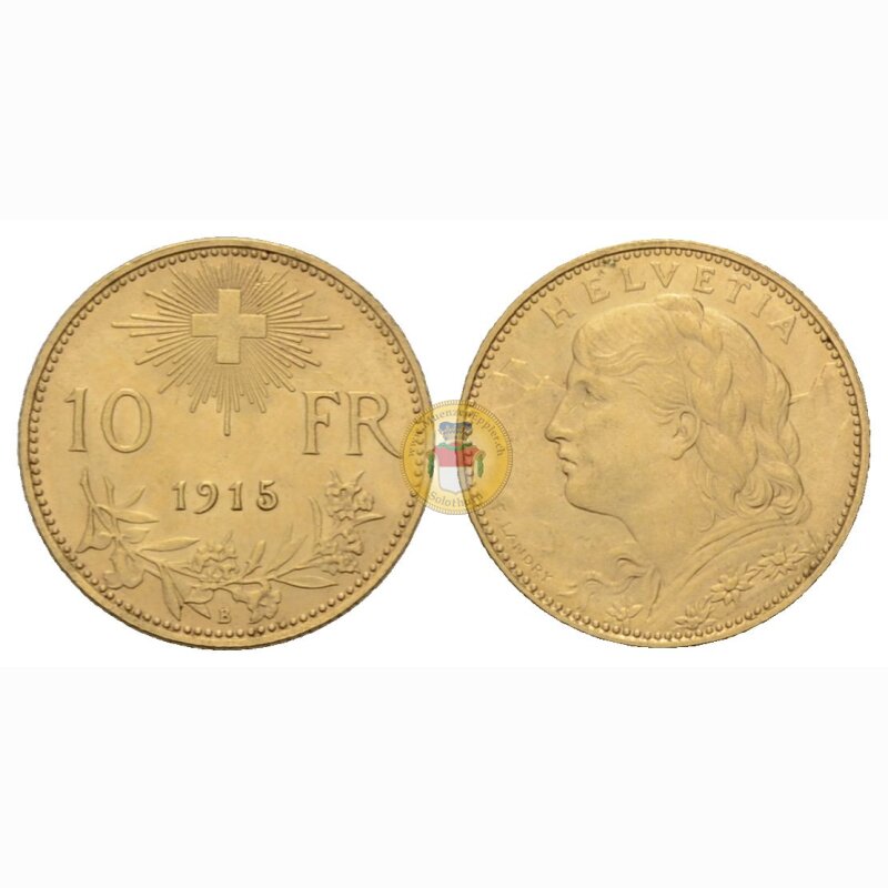 Schweiz 10 Franken 1915 B Goldvreneli