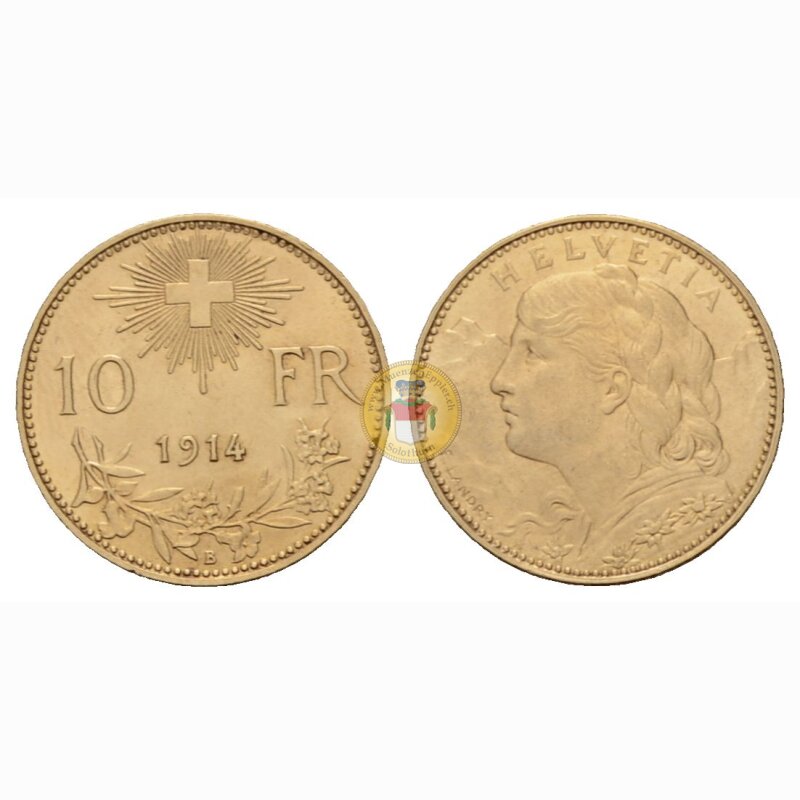 Schweiz 10 Franken 1914 B Goldvreneli