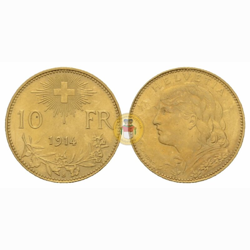 Schweiz 10 Franken 1914 B Vreneli