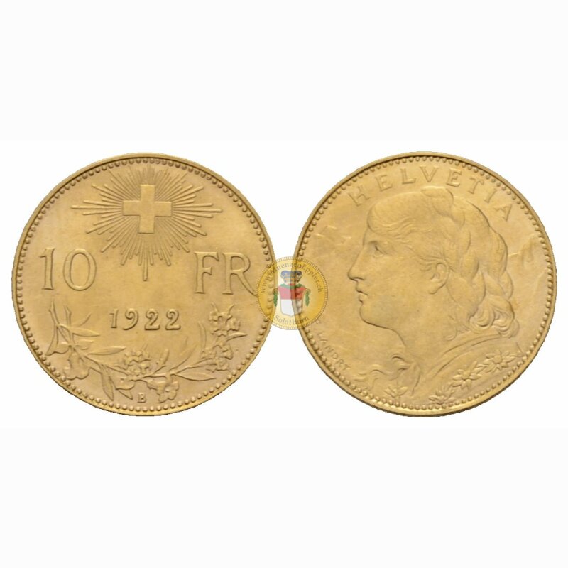 Schweiz 10 Franken 1922 B Vreneli