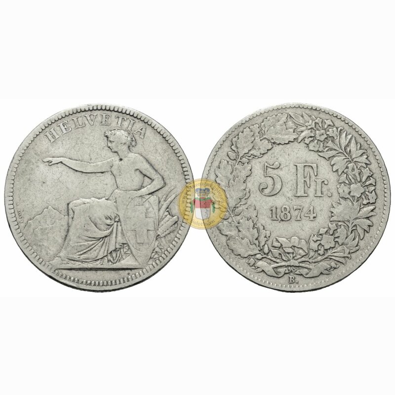 Schweiz 5 Franken 1874 B. Sitzende Helvetia