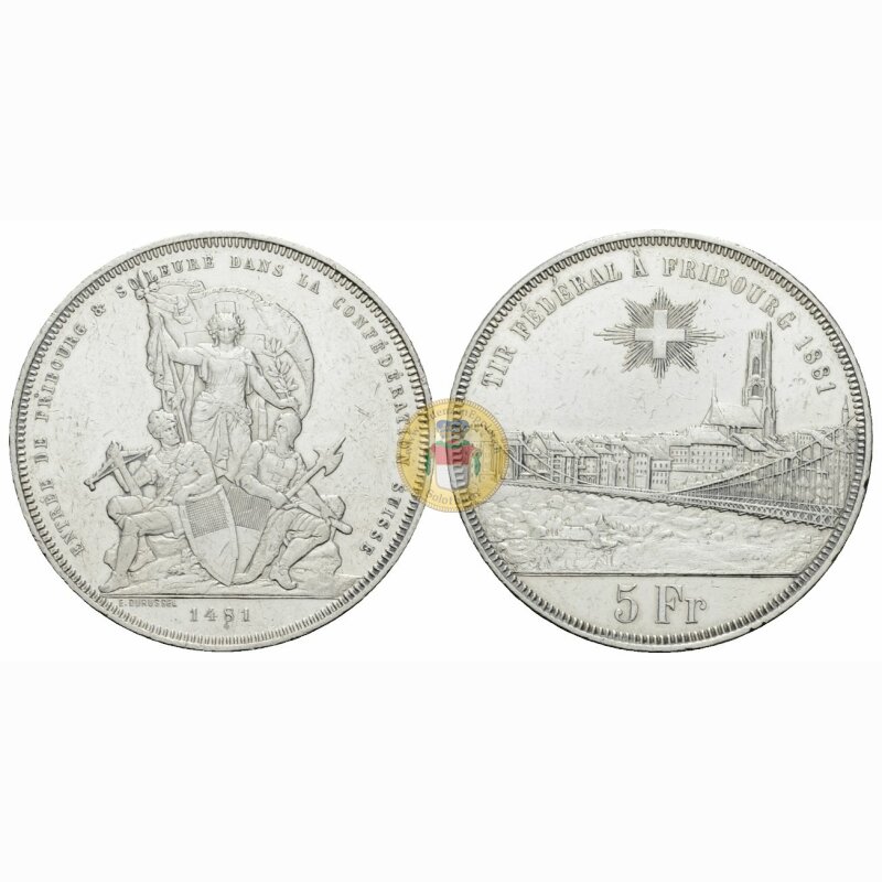 Schweiz 5 Franken 1881 Freiburg