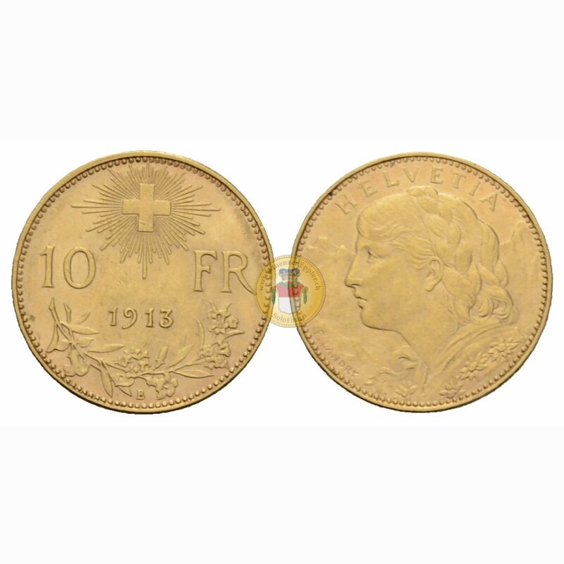 Schweiz 10 Franken 1913 B Vreneli