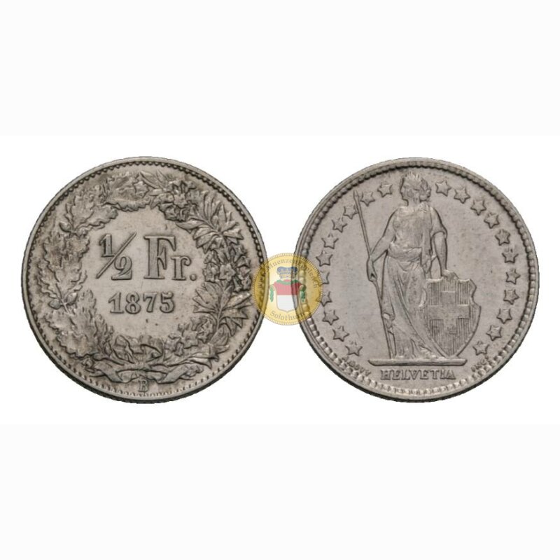 Schweiz 1/2 Franken 1875 Stehende Helvetia