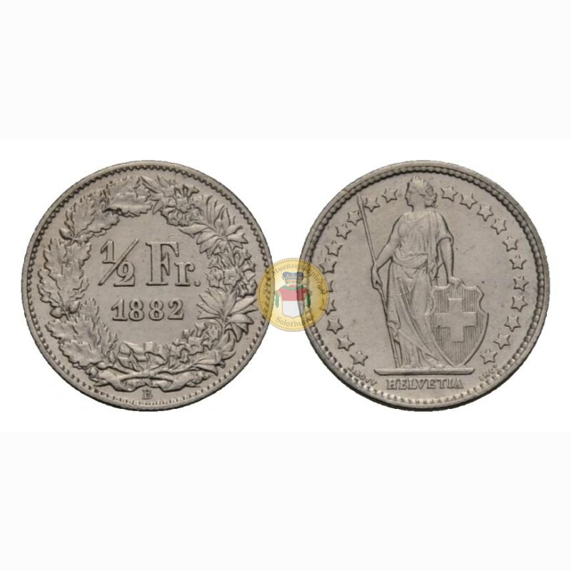 Schweiz 1/2 Franken 1882 Stehende Helvetia
