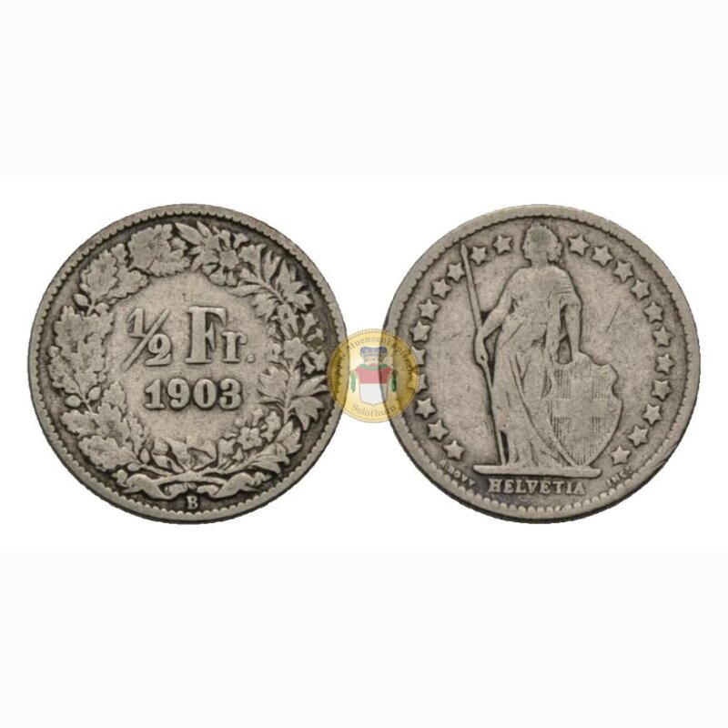 Schweiz 1/2 Franken 1903 Stehende Helvetia