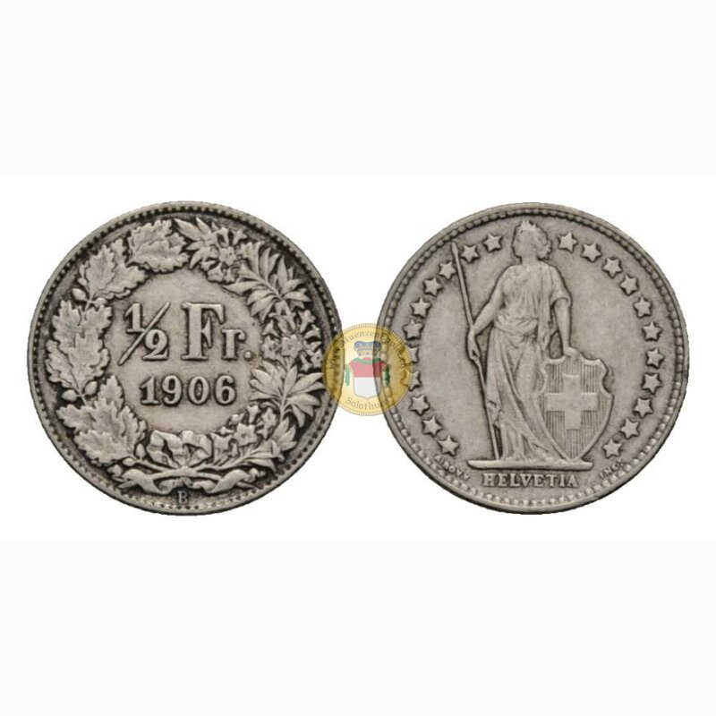 Schweiz 1/2 Franken 1906 Stehende Helvetia