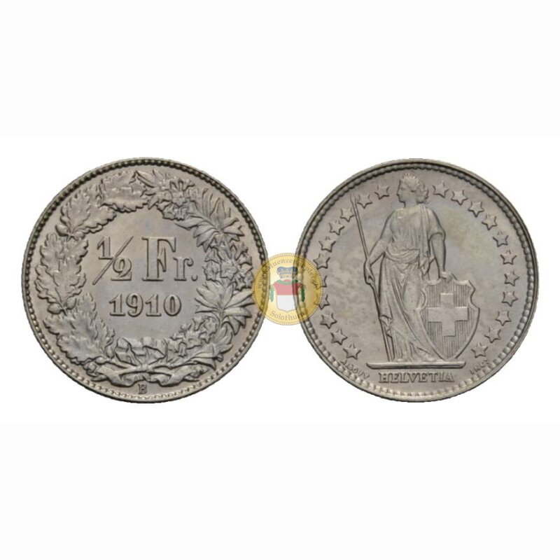 Schweiz 1/2 Franken 1910 Stehende Helvetia