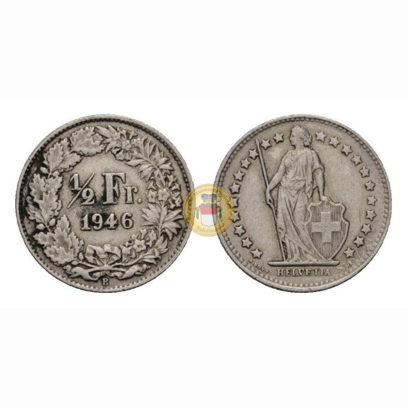 Schweiz 1/2 Franken 1946 Gleichstehend