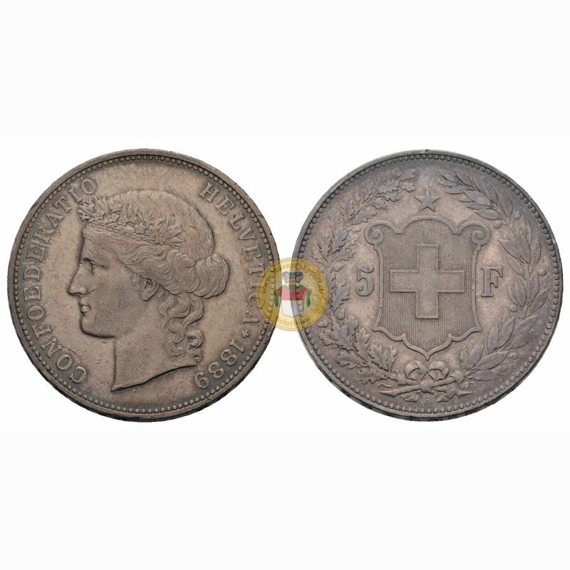 Schweiz 5 Franken 1889 B Frauenkopf