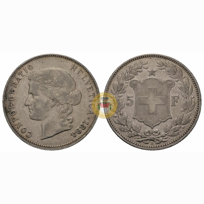 Schweiz 5 Franken 1894 B Frauenkopf