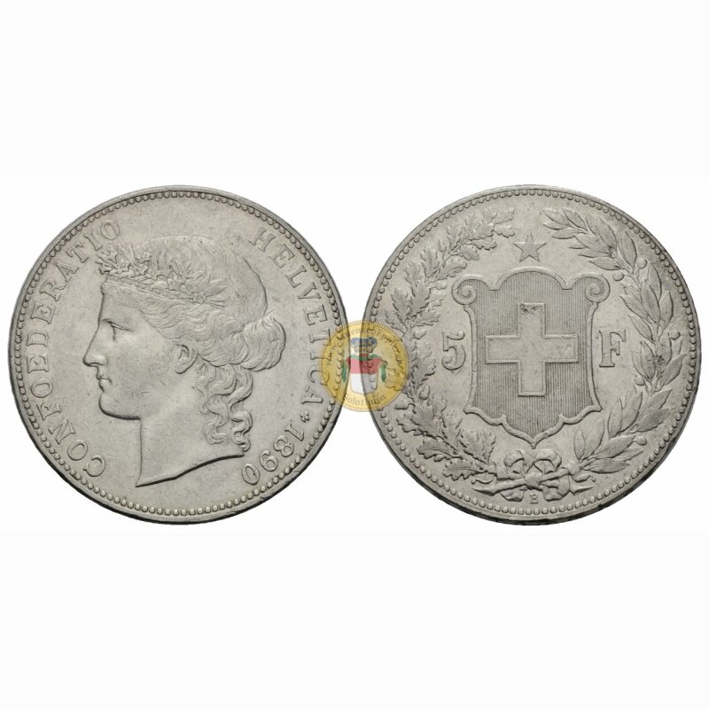 Schweiz 5 Franken 1890 B Frauenkopf
