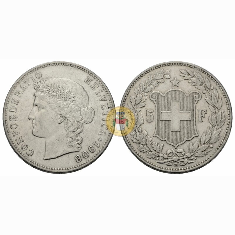 Schweiz 5 Franken 1908 B Frauenkopf