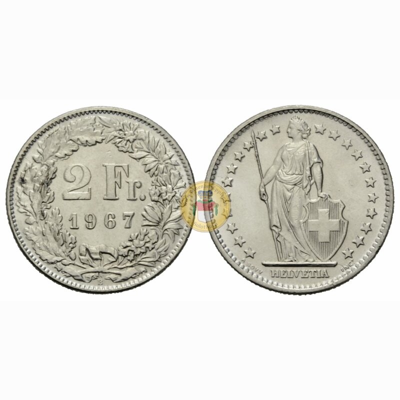 Schweiz 2 Franken 1967 B Abart