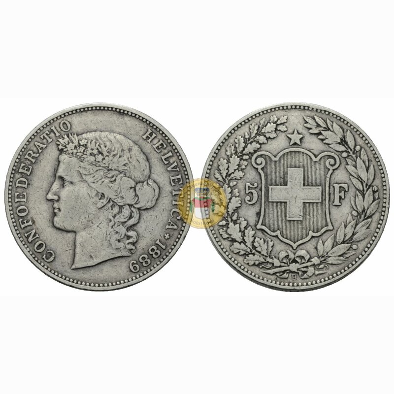 Schweiz 5 Franken 1889 B Frauenkopf