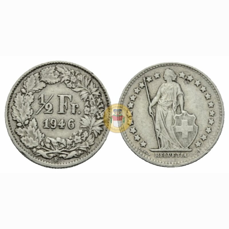 Schweiz 1/2 Franken 1946 B Gleichstehend