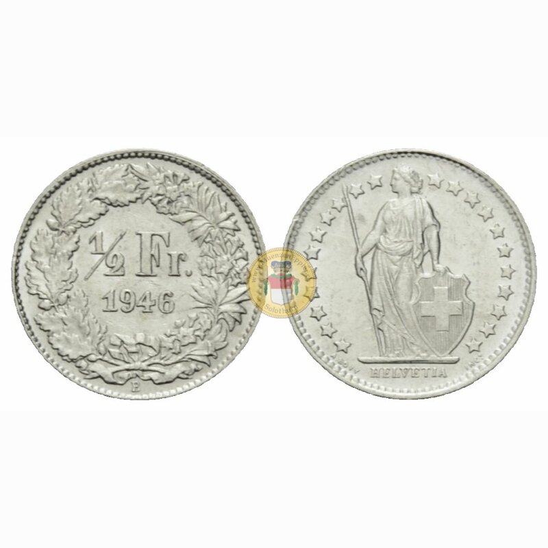 Schweiz 1/2 Franken 1946 B Stehende Helvetia