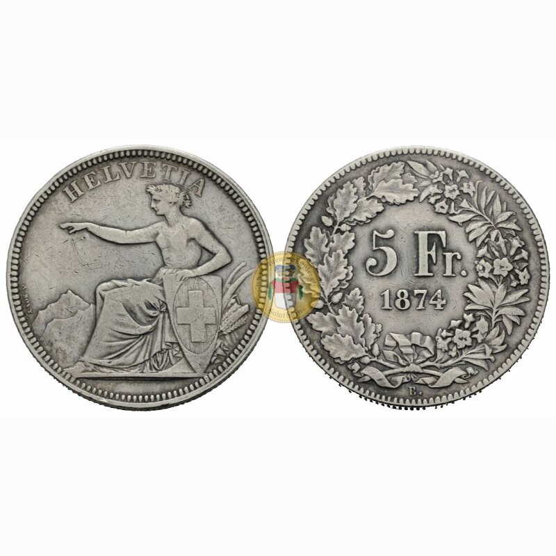 Schweiz 5 Franken 1874 B. Sitzende Helvetia