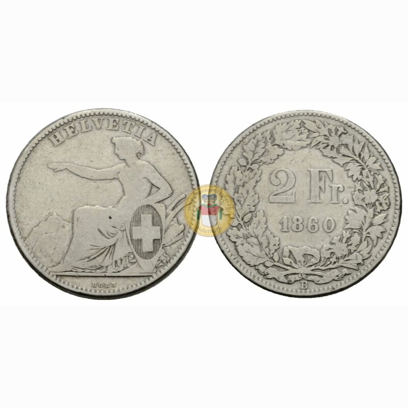 Schweiz 2 Franken 1860 B Sitzende Helvetia