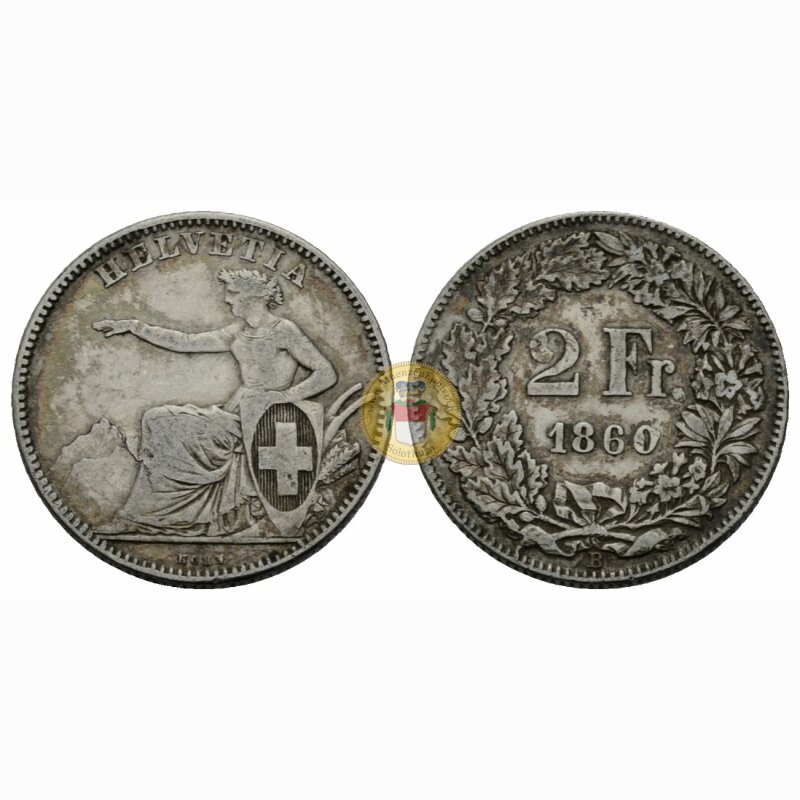 Schweiz 2 Franken 1860 B Sitzende Helvetia