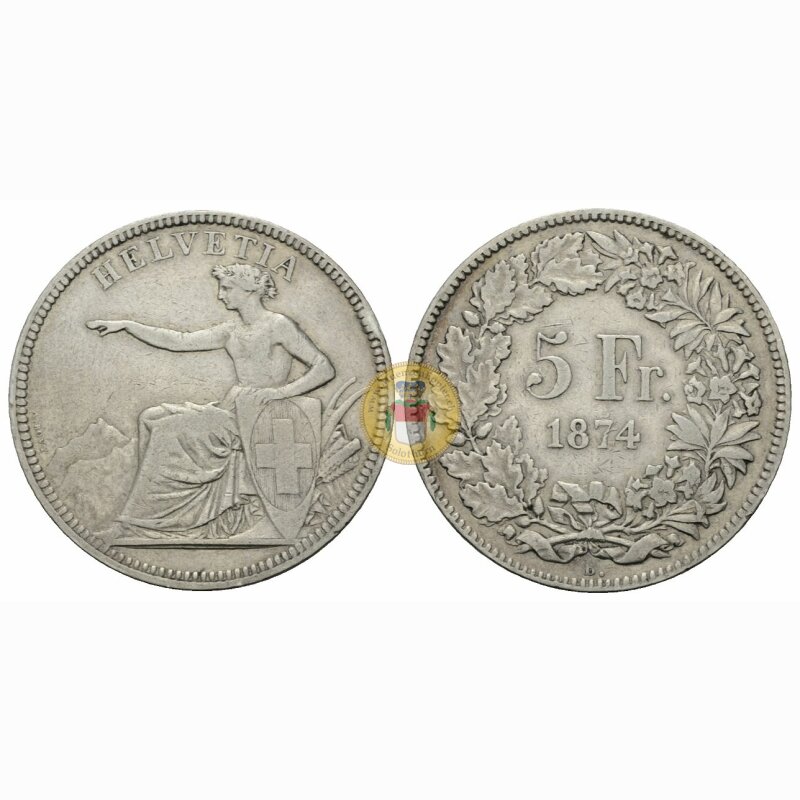 Schweiz 5 Franken 1874 B. Sitzende Helvetia