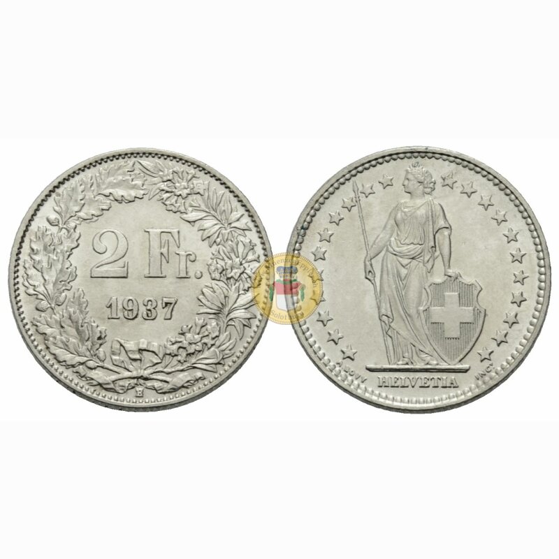 Schweiz 2 Franken 1937 B Stehende Helvetia