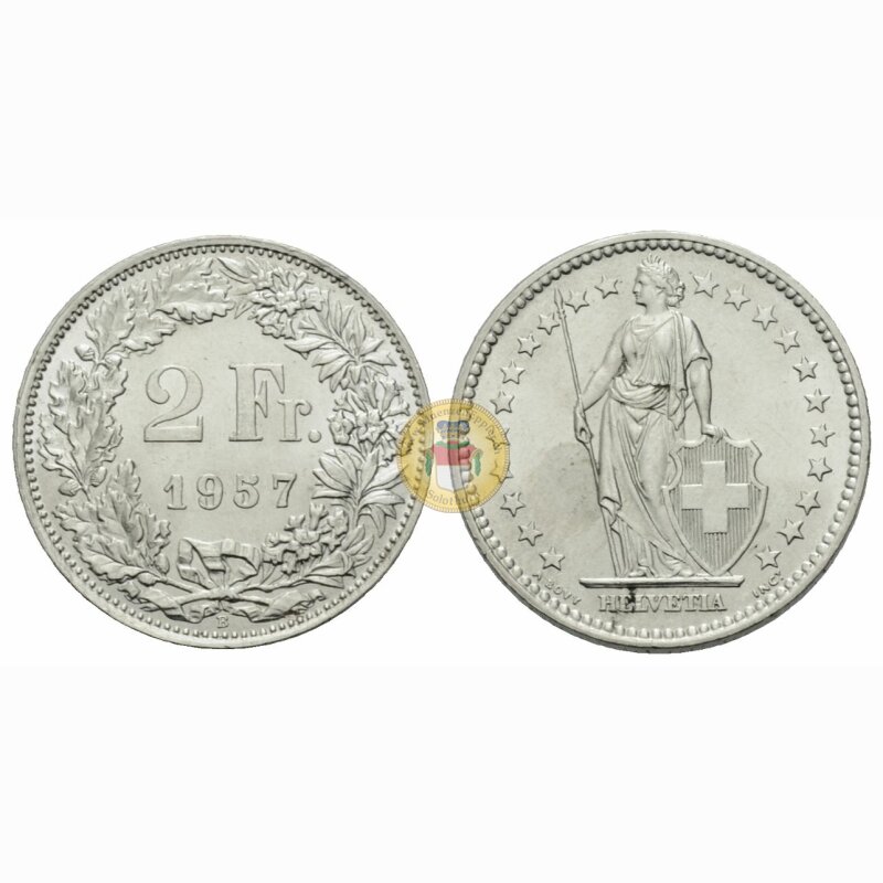 Schweiz 2 Franken 1957 B Stehende Helvetia