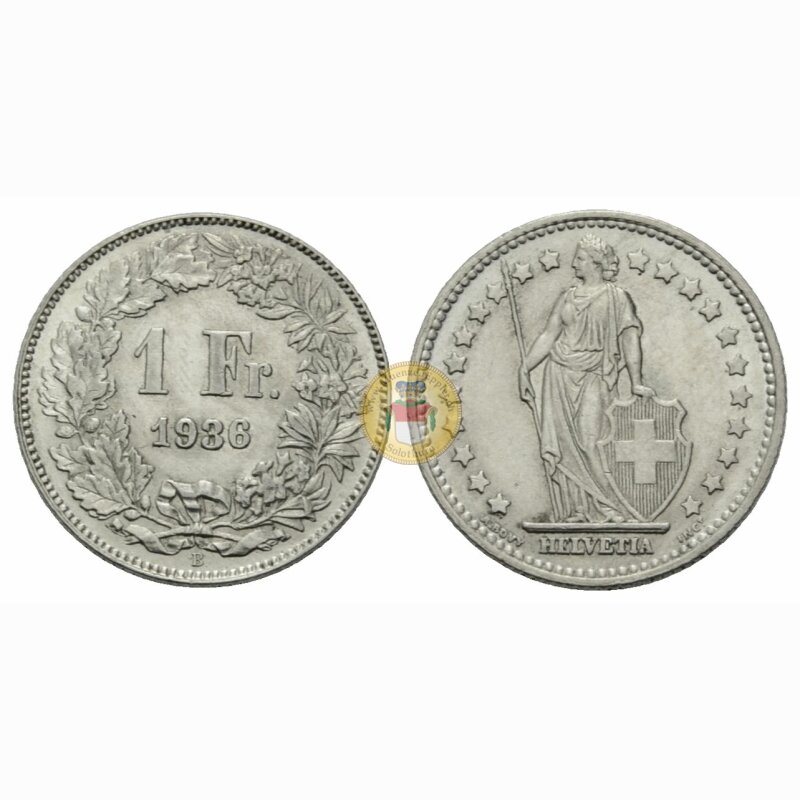Schweiz 1 Franken 1936 B Stehende Helvetia