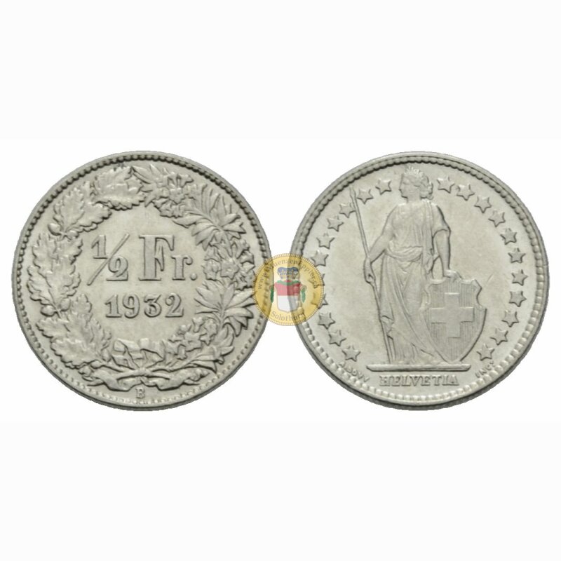 Schweiz 1/2 Franken 1932 B Stehende Helvetia