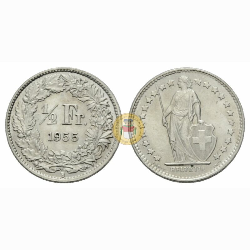 Schweiz 1/2 Franken 1955 B Stehende Helvetia