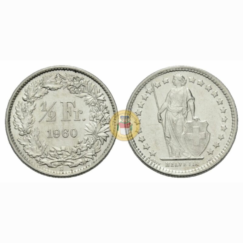 Schweiz 1/2 Franken 1960 B Stehende Helvetia