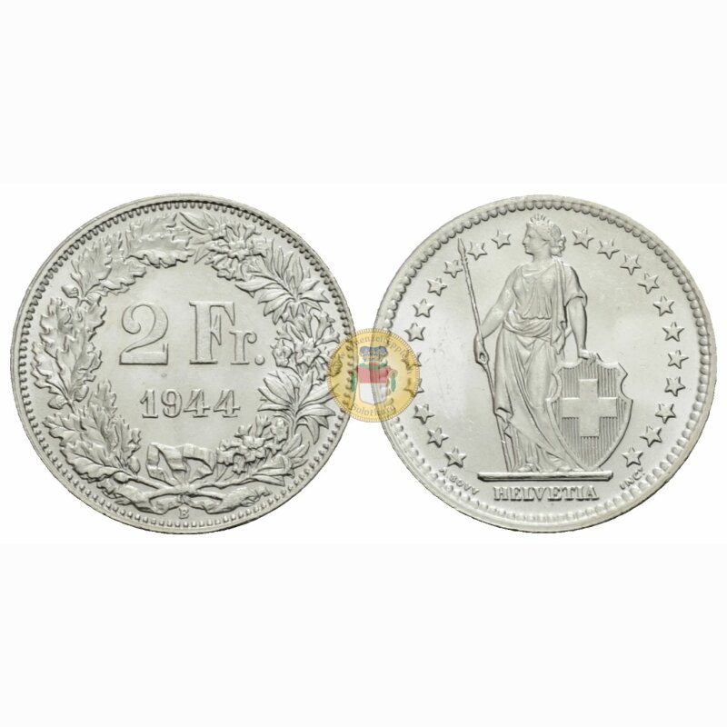 Schweiz 2 Franken 1944 B Helvetia