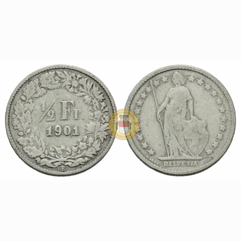 Schweiz 1/2 Franken 1901 B Stehende Helvetia