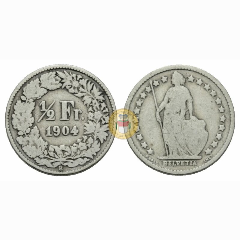 Schweiz 1/2 Franken 1904 B Stehende Helvetia