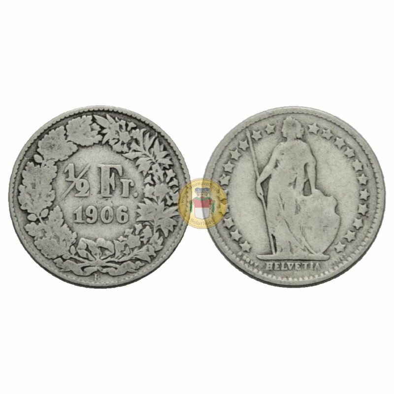 Schweiz 1/2 Franken 1906 B Stehende Helvetia