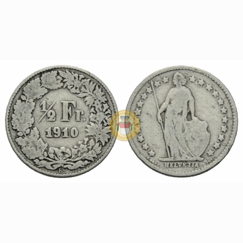 Schweiz 1/2 Franken 1910 B Stehende Helvetia