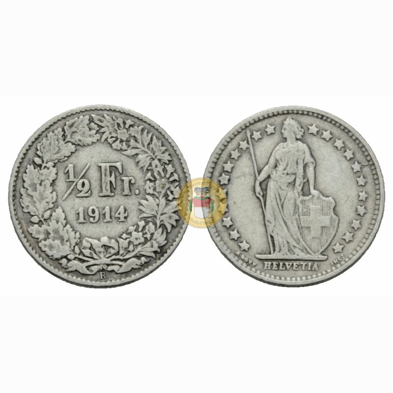 Schweiz 1/2 Franken 1914 B Stehende Helvetia