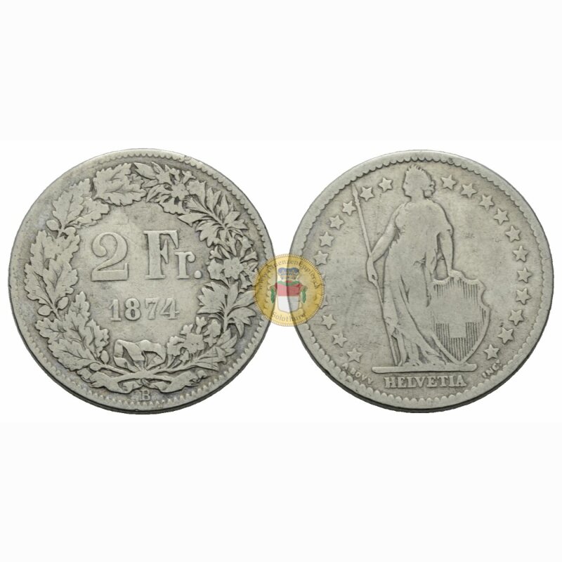 Schweiz 2 Franken 1874 B Stehende Helvetia
