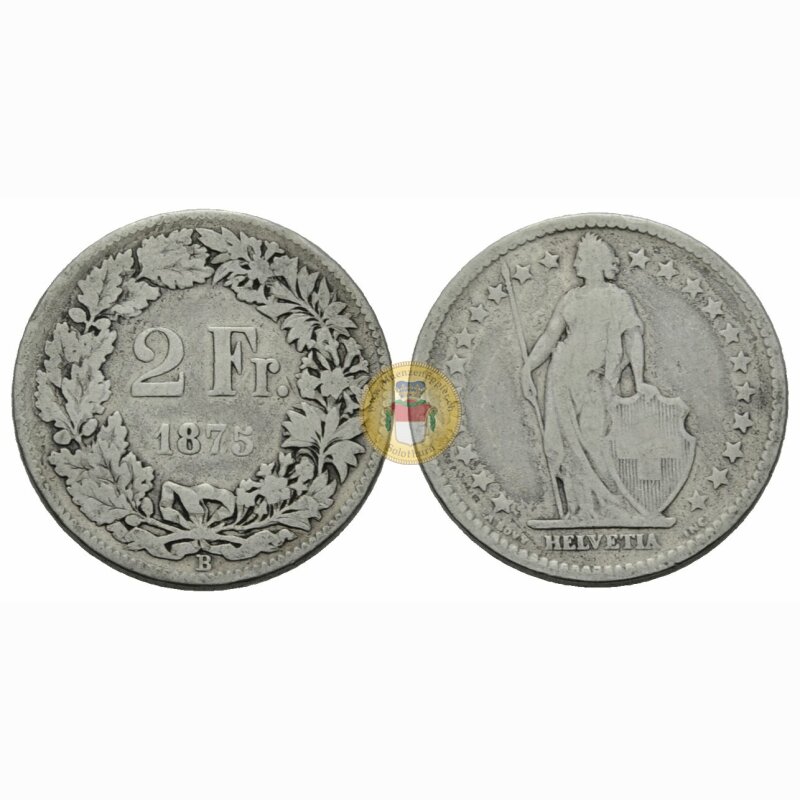 Schweiz 2 Franken 1875 B Stehende Helvetia