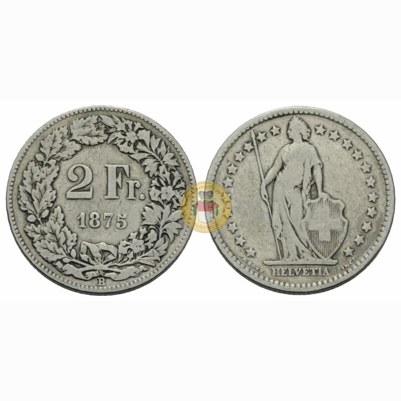 Schweiz 2 Franken 1875 B Stehende Helvetia