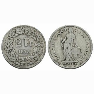 Schweiz 2 Franken 1875 B Stehende Helvetia