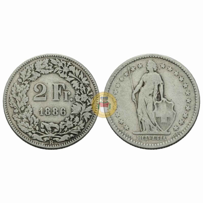 Schweiz 2 Franken 1886 B Stehende Helvetia