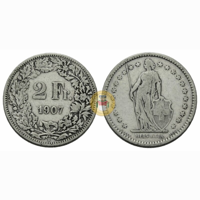 Schweiz 2 Franken 1907 B Stehende Helvetia