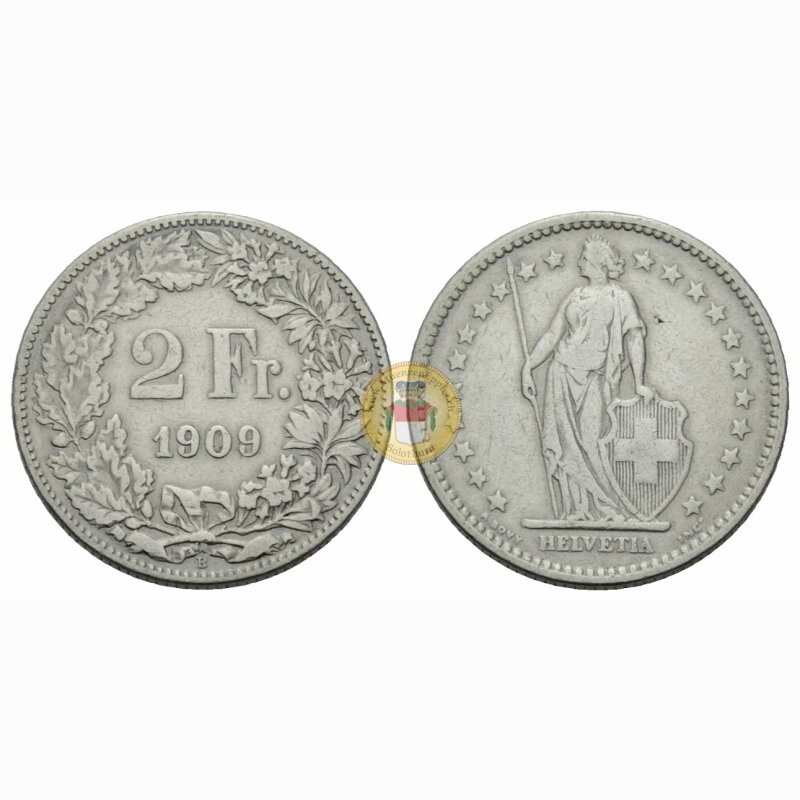 Schweiz 2 Franken 1909 B Stehende Helvetia
